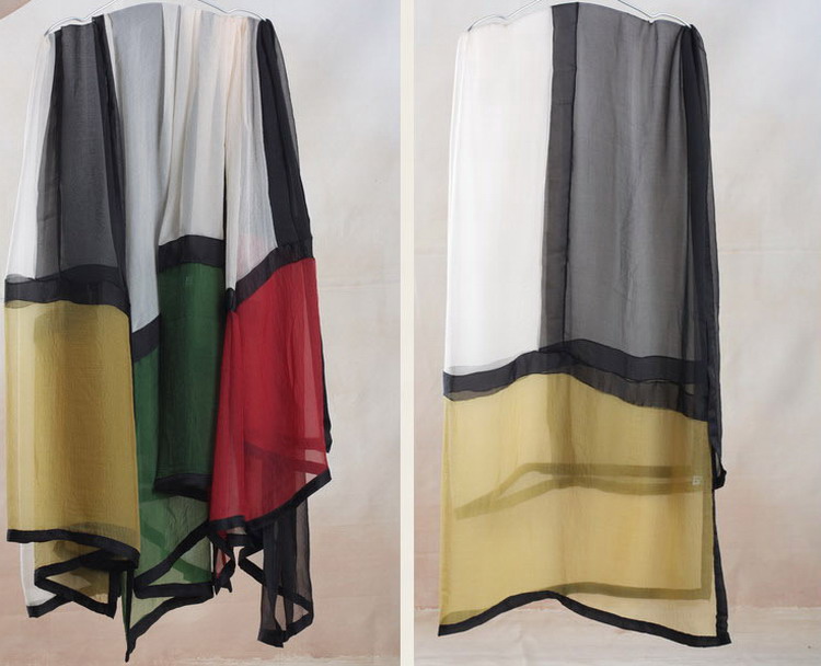 Unique Fashion Color Matching Silk Scarf Beautiful Thin Summer Scarf in ...