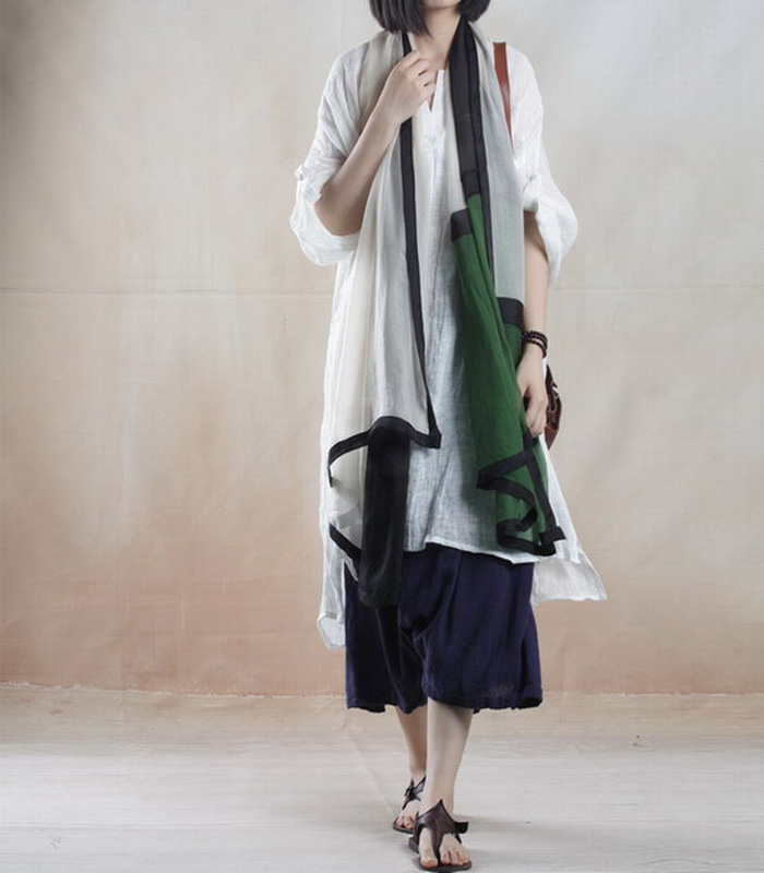 Unique Fashion Color Matching Silk Scarf Beautiful Thin Summer Scarf in ...