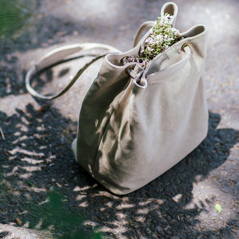 Easy-Matching Small Canvas Bag Womans Shoulder Bag in Beige - Morimiss.com