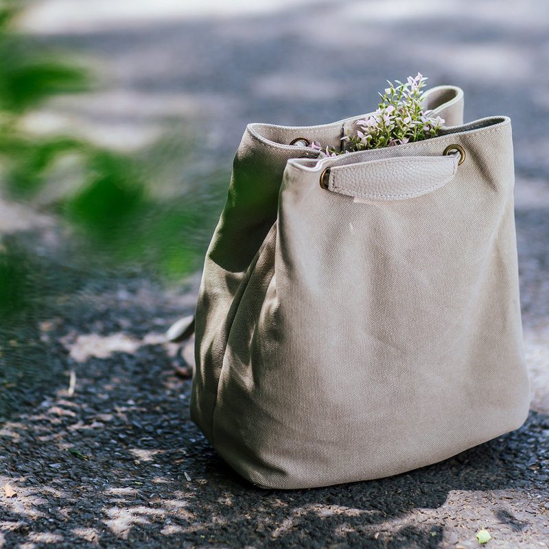 Easy-Matching Small Canvas Bag Womans Shoulder Bag in Beige - Morimiss.com
