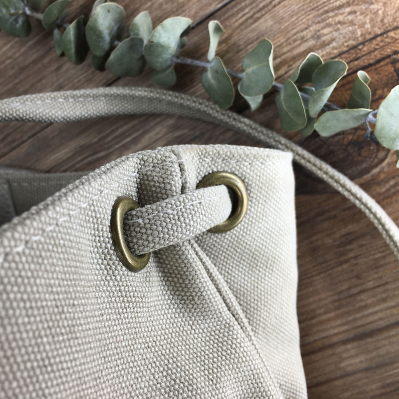 Easy-Matching Small Canvas Bag Womans Shoulder Bag in Beige - Morimiss.com