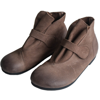 Color Gradient Cowhide Vintage Boots Leather Short Boots for Woman in ...