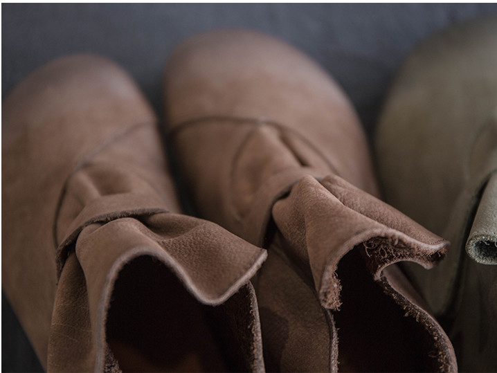 Color Gradient Cowhide Vintage Boots Leather Short Boots for Woman in ...