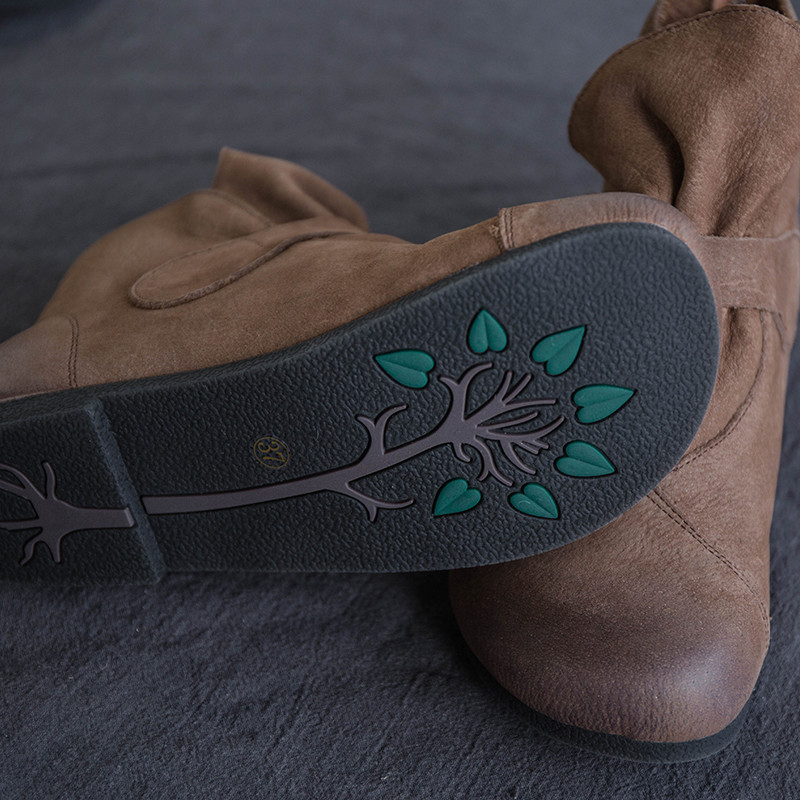 Color Gradient Cowhide Vintage Boots Leather Short Boots for Woman in ...