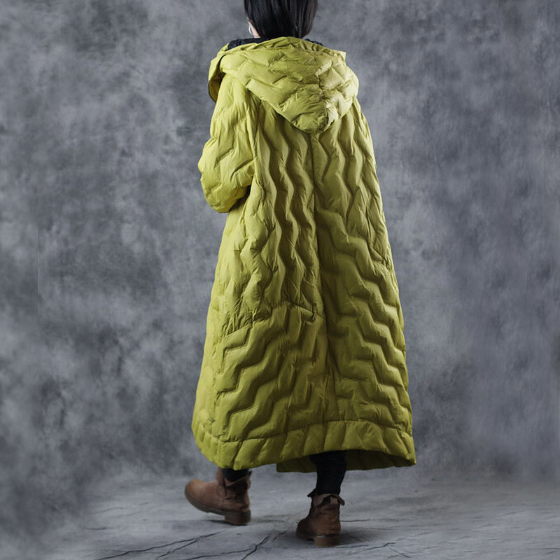Large Size Designer Puffer Coat Yellow Cotton Padded Overcoat in Yellow ...