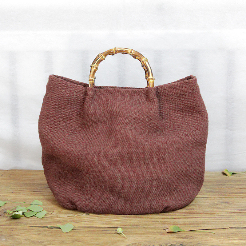 Cotton Linen Plain Handbag Versatile Shoulder Bag for Woman in Black ...