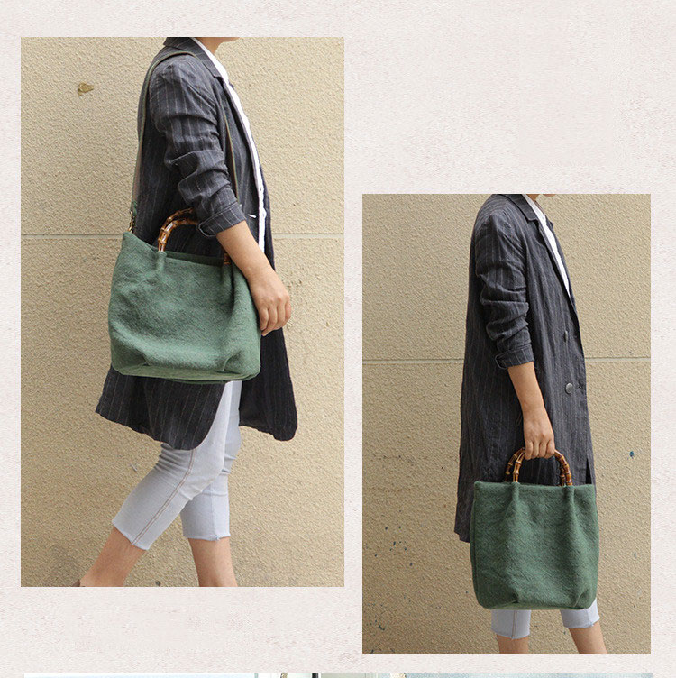 Cotton Linen Plain Handbag Versatile Shoulder Bag for Woman in Black ...