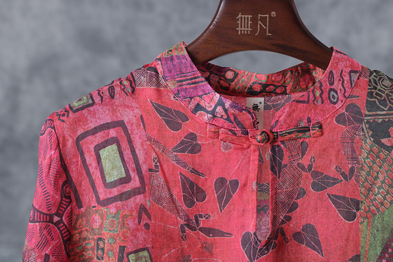 Artistic Geometric Printed Red Dress Asymmetrical Tunic Dress in Red ...