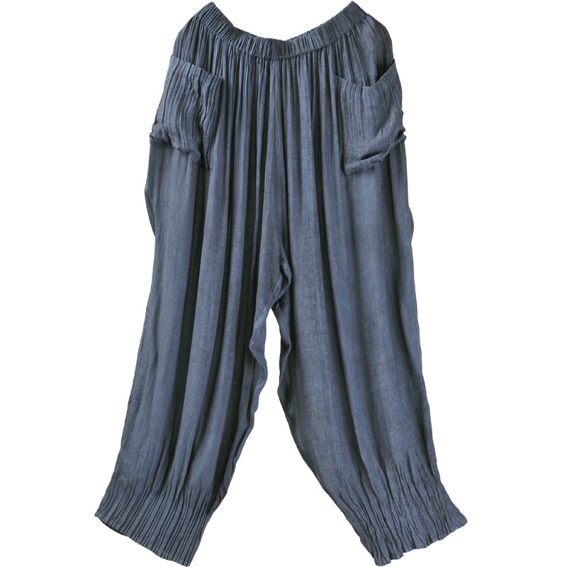Straight Pocket Blue Pants Comfy Loose Flowy Pants in Black Blue One ...