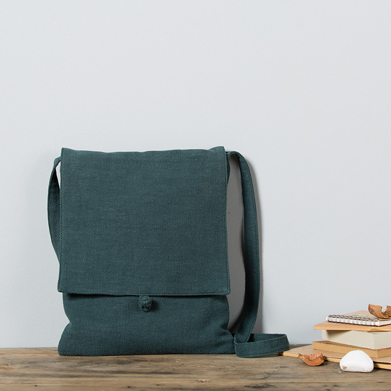 Chinese Buttons Flap Bag Cotton Linen Vintage Bag in Beige Black ...