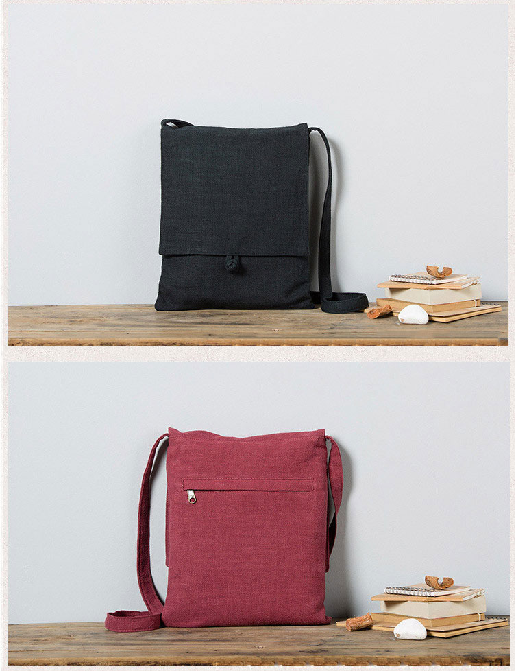 Chinese Buttons Flap Bag Cotton Linen Vintage Bag in Beige Black ...