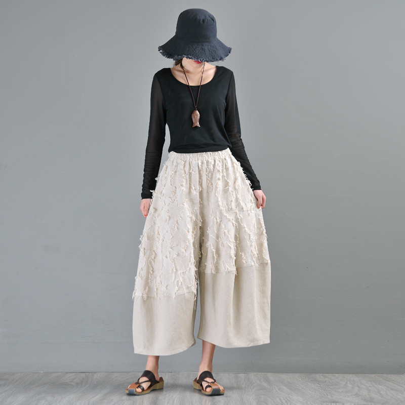 Relax-Fit Dew Retting Linen Tassel Pants Super Comfortable Wide Leg ...