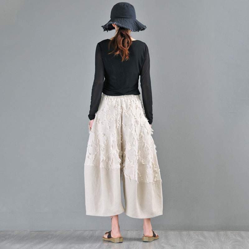 Relax-Fit Dew Retting Linen Tassel Pants Super Comfortable Wide Leg ...
