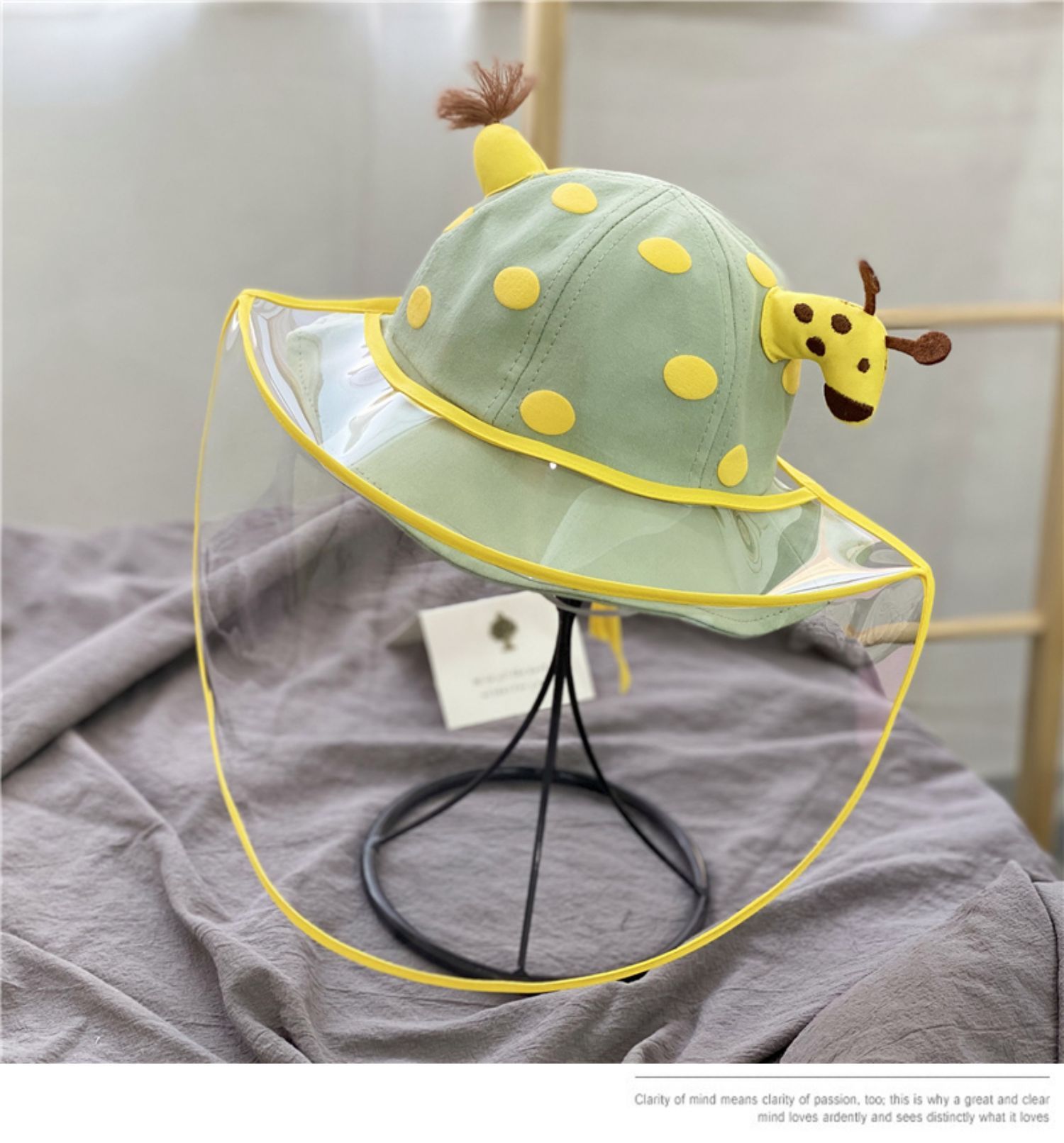 Stereo Giraffe Dotted Sun Hat with Detachable Face Shield for Toddlers ...