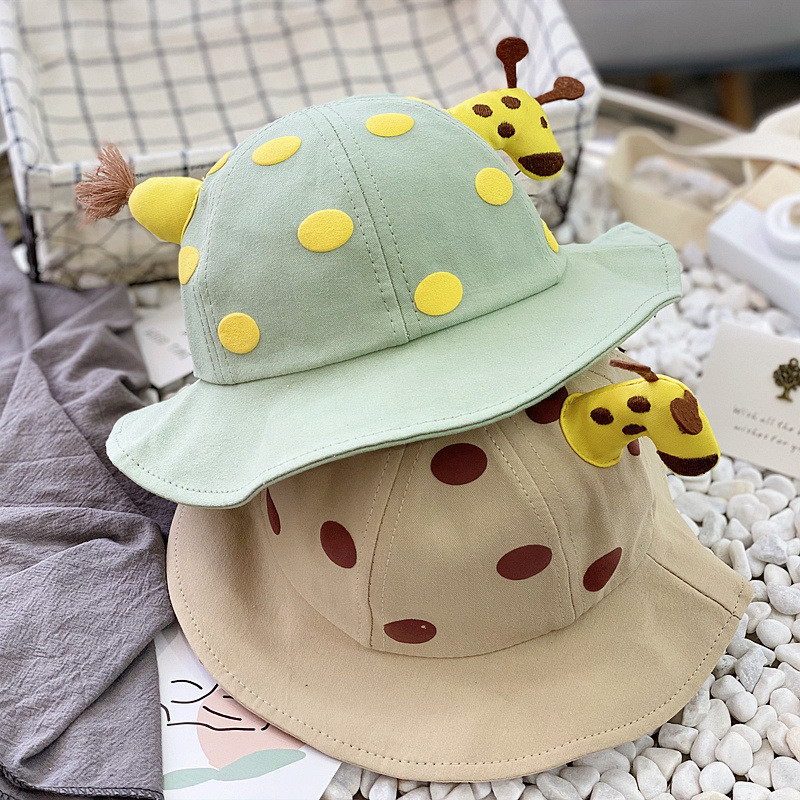 Stereo Giraffe Dotted Sun Hat with Detachable Face Shield for Toddlers ...