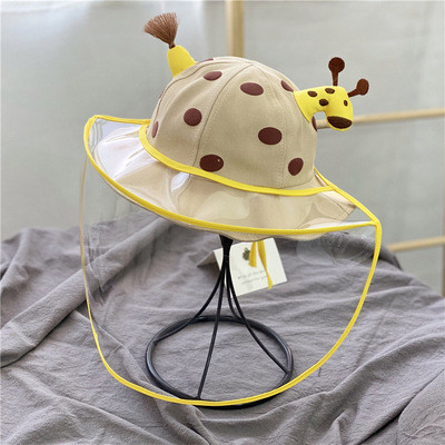 Stereo Giraffe Dotted Sun Hat with Detachable Face Shield for Toddlers ...