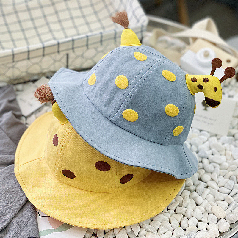 Stereo Giraffe Dotted Sun Hat with Detachable Face Shield for Toddlers ...