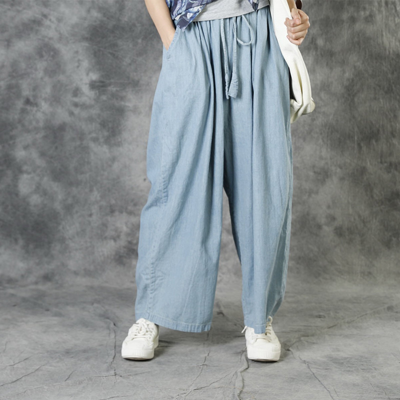 Light Blue Wide Leg Jeans Straight Leg Loose Fit Jeans in Light Blue ...