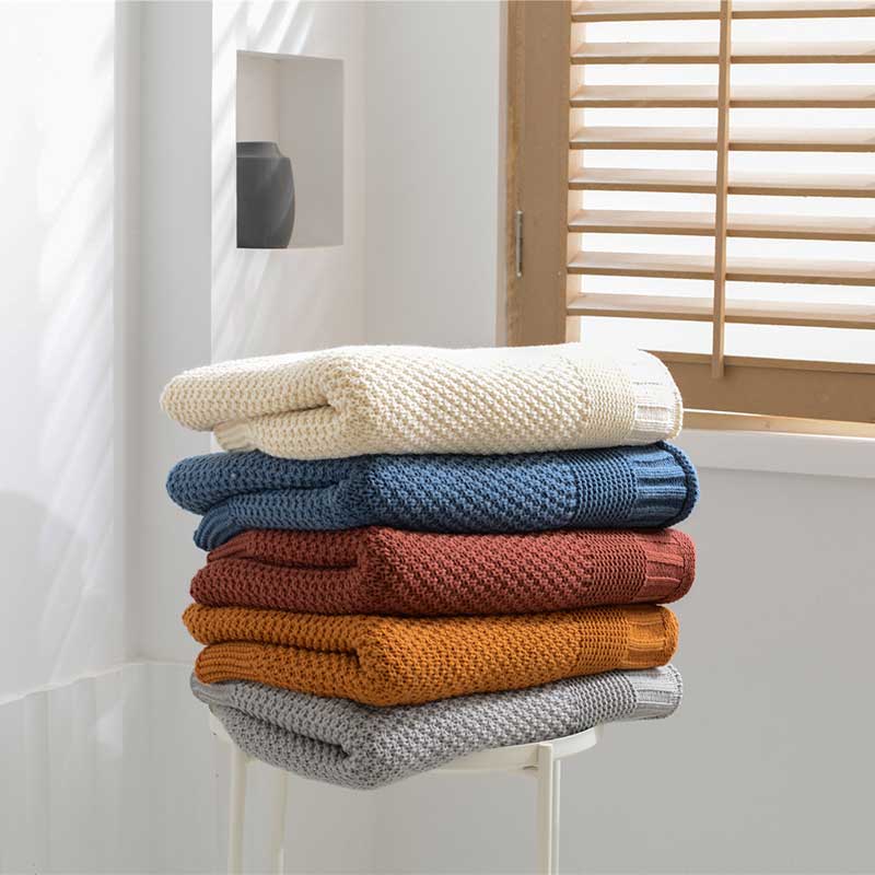 Solid Colors Large Knit Blanket Tassel Throw for Sleep in Rust Gray ...