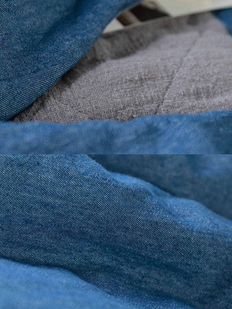 Chinese Button Blue Puffer Coat V-Neck Cotton Short Overcoat in Light ...