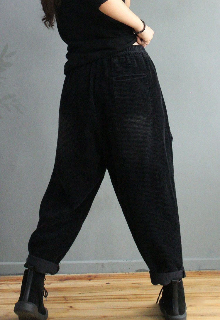 Front Flap Pockets Corduroy Pants Vintage Womens Pull-On Pants in Khaki ...