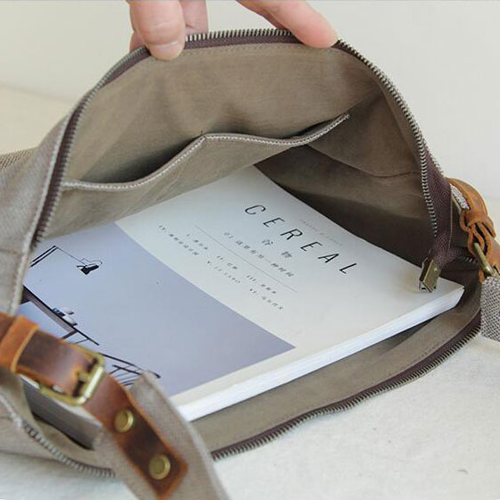 Japanese Style Striped Hobo Bag Cotton Shoulder Dumpling Bag in Gray ...