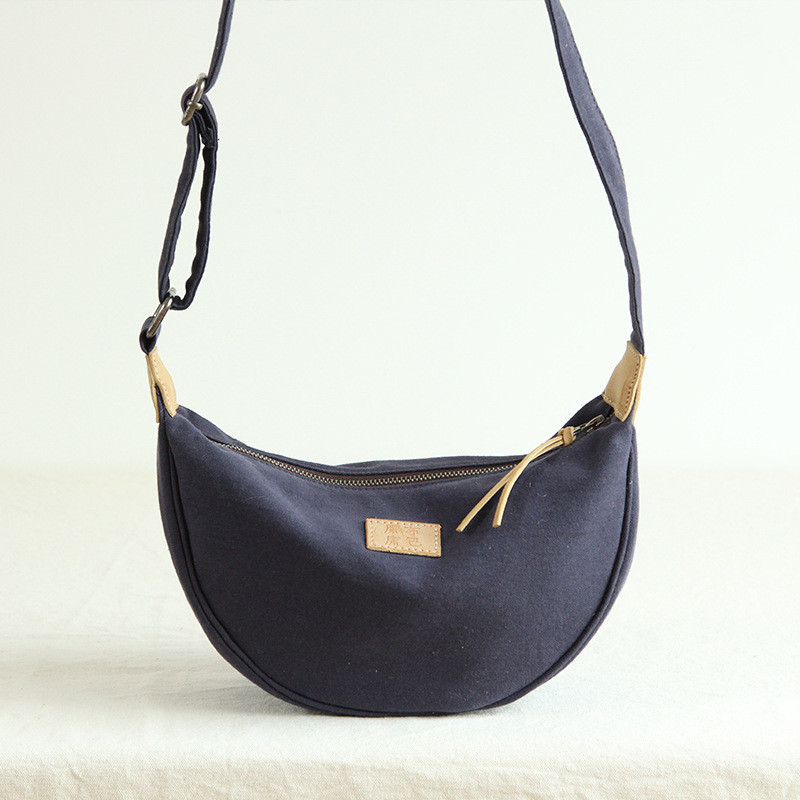 Simple Design Plain Crescent Bag Adjustable Straps Canvas Purse in ...