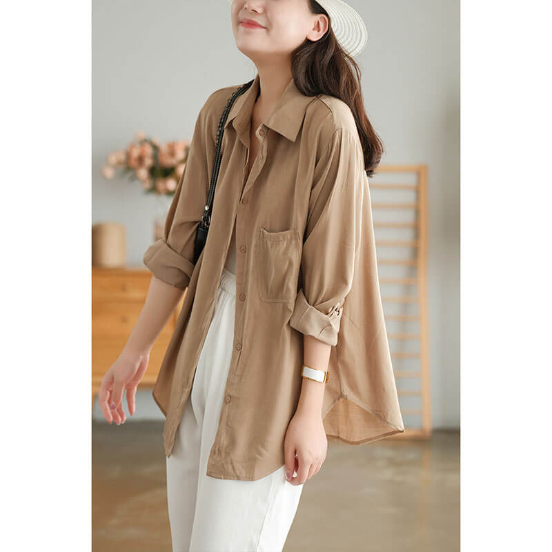 Neutral Colors Classic Oversized Shirt Long Sleeve Cotton Office Wear ...