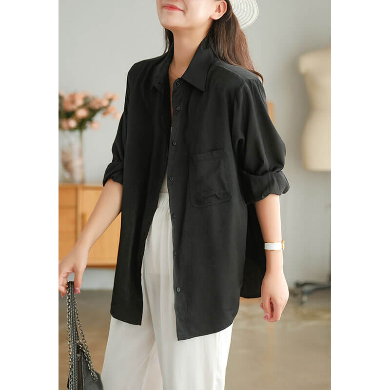 Neutral Colors Classic Oversized Shirt Long Sleeve Cotton Office Wear ...