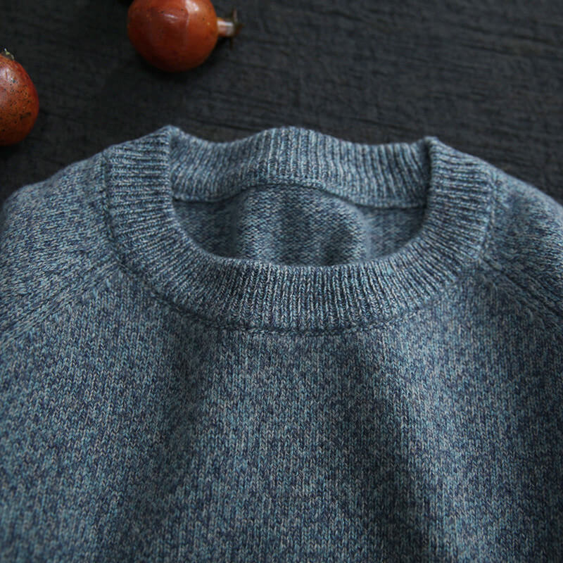 Minimalist Fashion Sheep Wool Sweater Cozy Blue Knit Sweater in Blue S ...