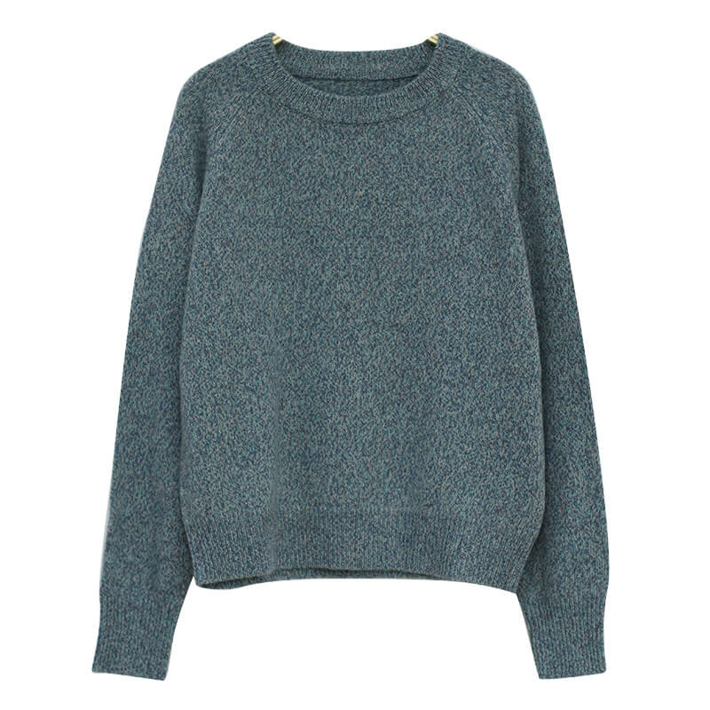 Minimalist Fashion Sheep Wool Sweater Cozy Blue Knit Sweater in Blue S ...