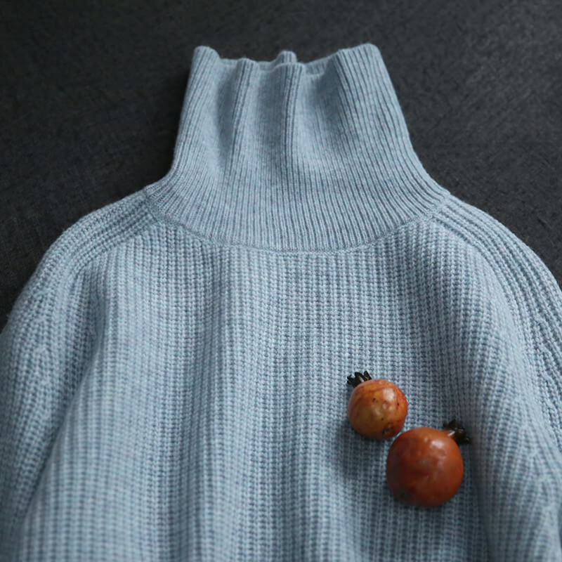 Baby Blue Wool Sweater Womens Knit Turtleneck Sweater in Azure S M L ...