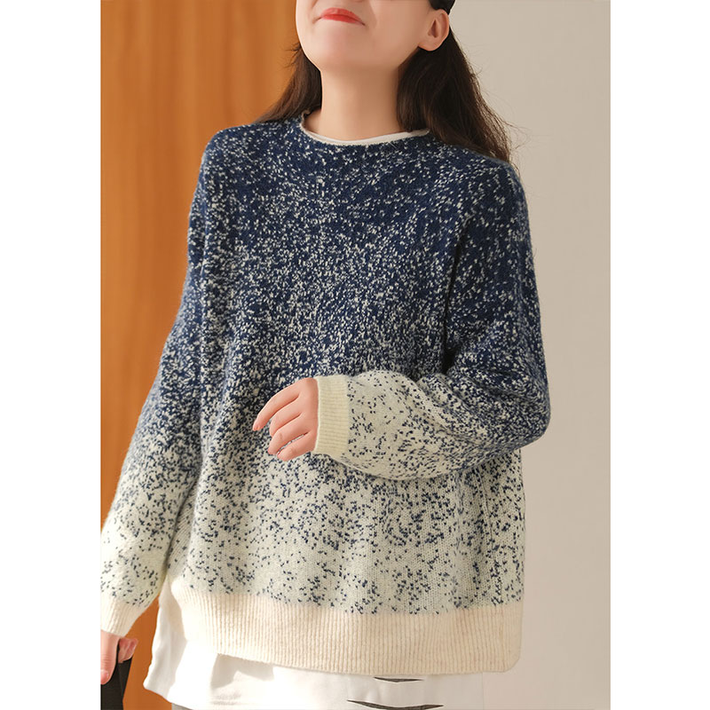 Color Gradient Dotted Sweater Womens Cozy Pullover in Royal Blue Coffee ...
