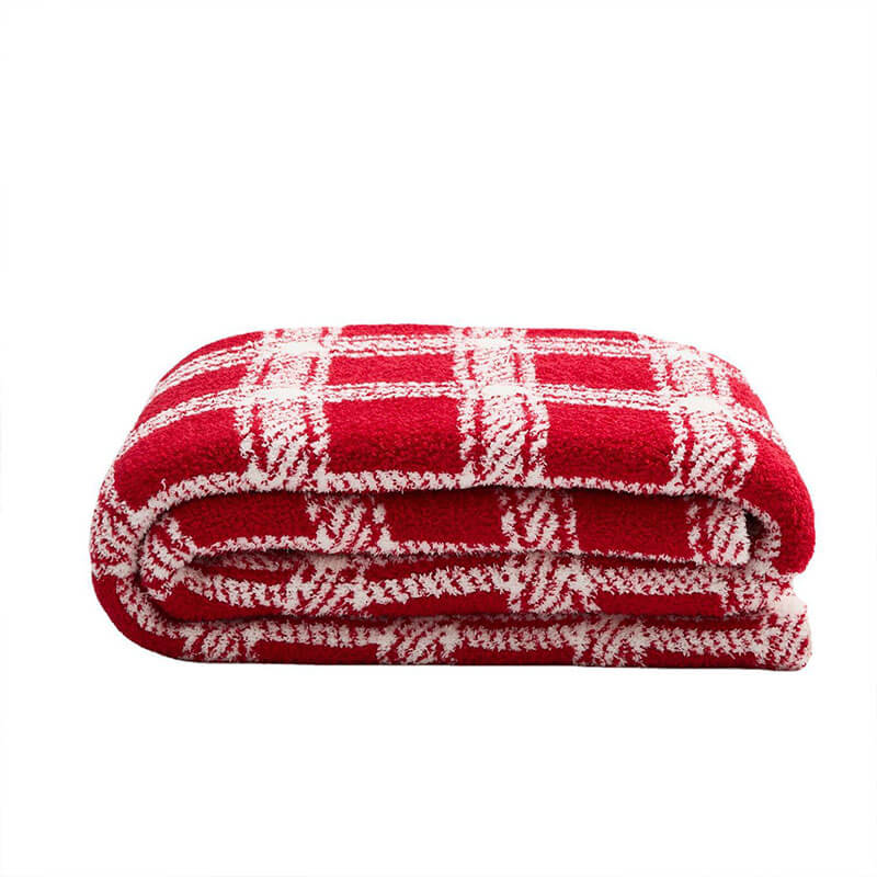 Full Size Classic Checkered Throw Modern Warm Blanket in Beige Red Gray ...