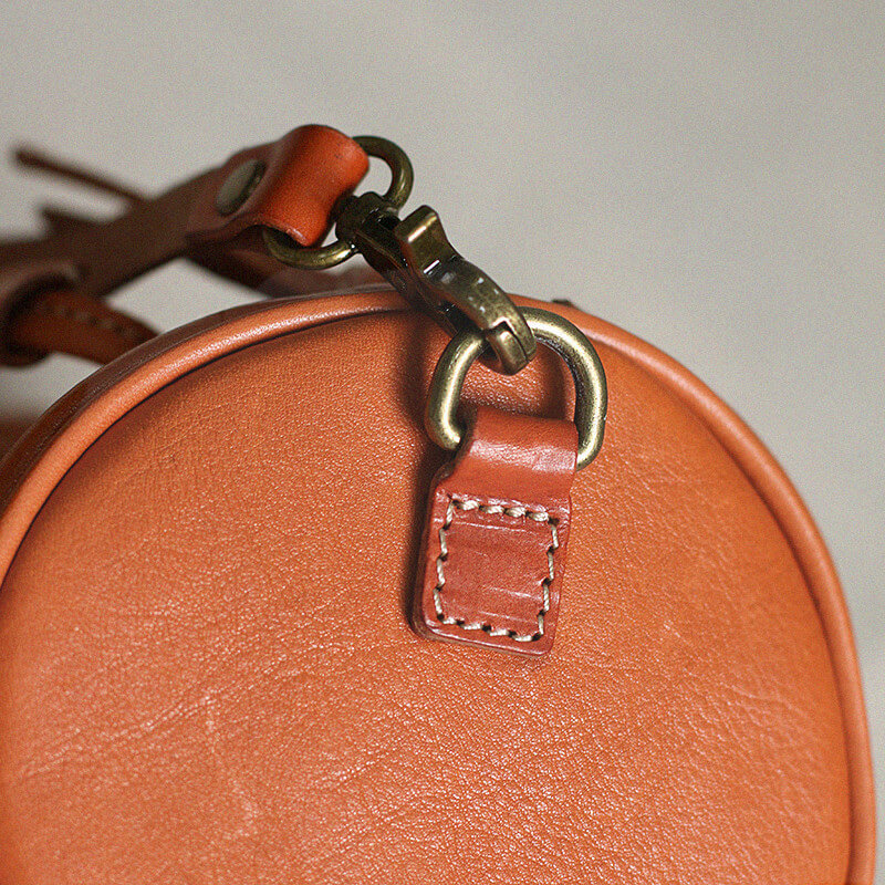 Cowhide Leather Handmade Barrel Purse in Dark Coffee Dark Red Reddish ...