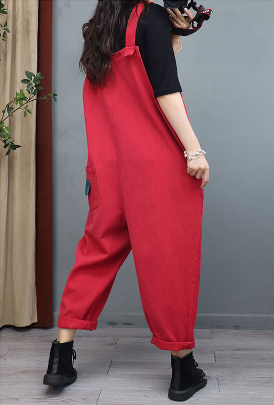 Colorful Pockets Adjustable Straps Overalls Embroidery 90s Overalls in ...