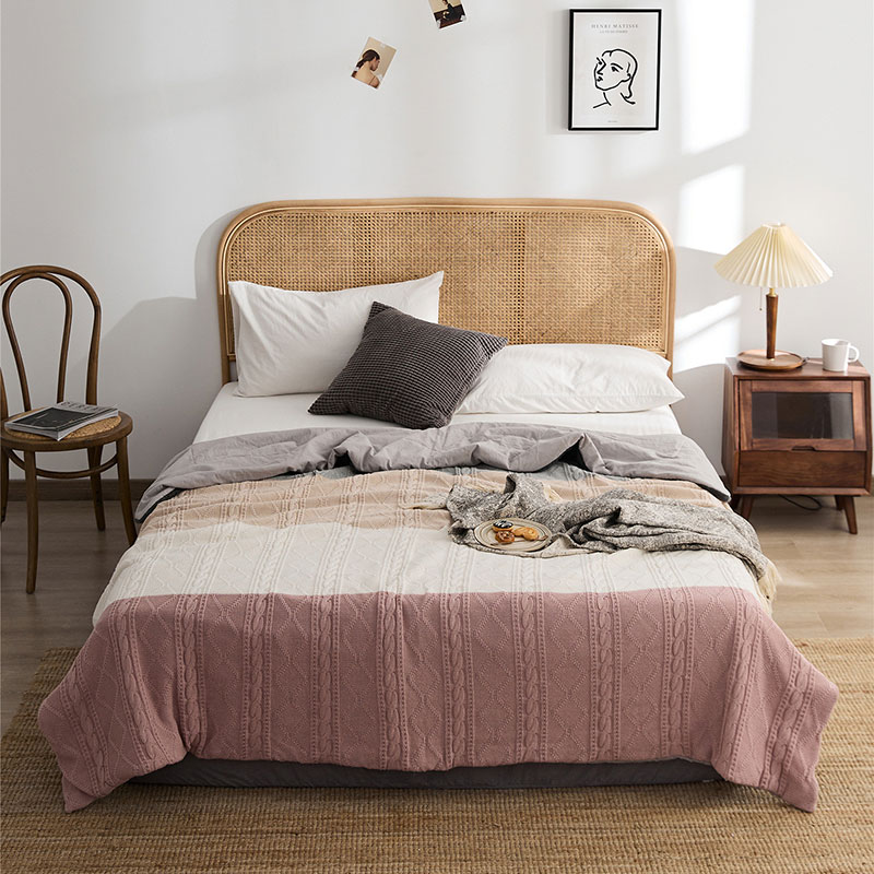 Multi Colored Cable Knit Comforter Modern Quilted Blanket in Cyan Pink ...