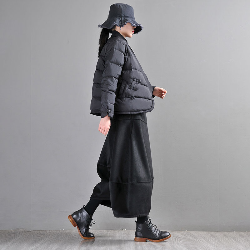 Frog Buttons Chinese Down Coat Womens Short Puffer in Azure M L ...