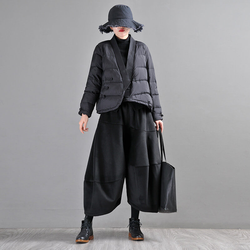 Frog Buttons Chinese Down Coat Womens Short Puffer in Azure M L ...