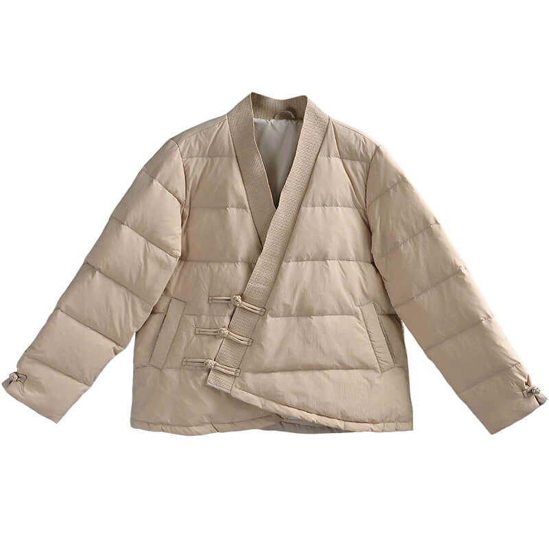 Frog Buttons Chinese Down Coat Womens Short Puffer in Azure M L ...