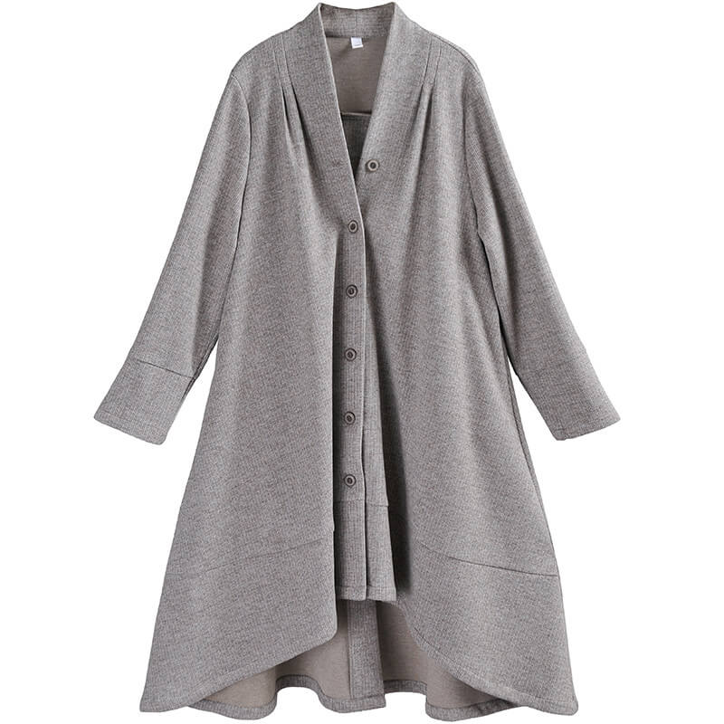 Asymmetrical Wool Designer Cardigan Plus Size Winter Coat in Dark Gray ...