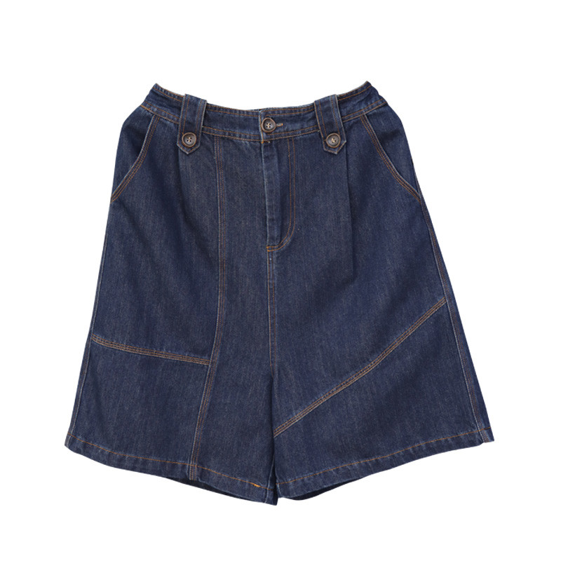 Wide Leg High Rise Jorts A-Line Denim Shorts in Blue Black One Size ...