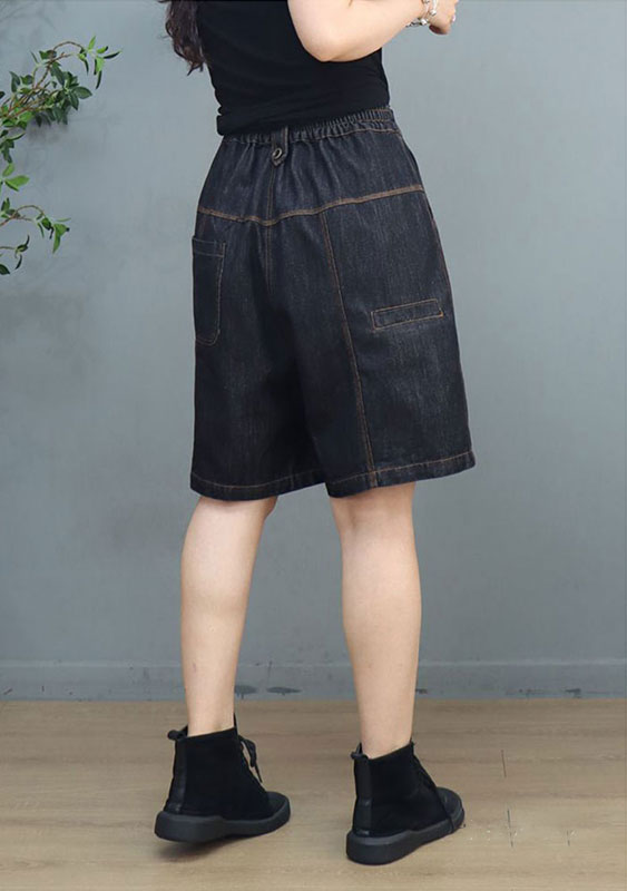 Wide Leg High Rise Jorts A-Line Denim Shorts in Blue Black One Size ...