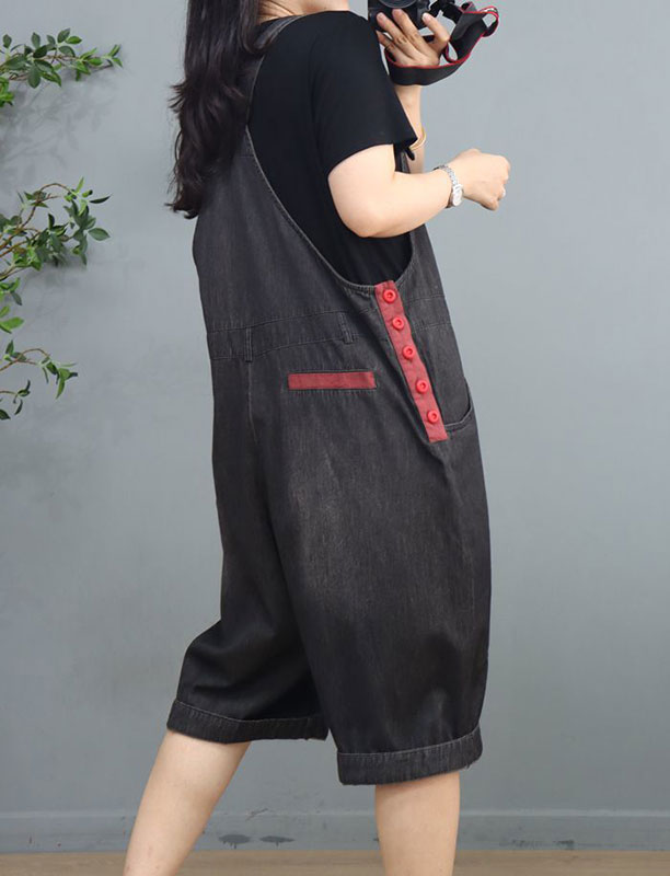 Preppy Style Light Wash Overalls Casual Cropped Bib Overalls in Light ...