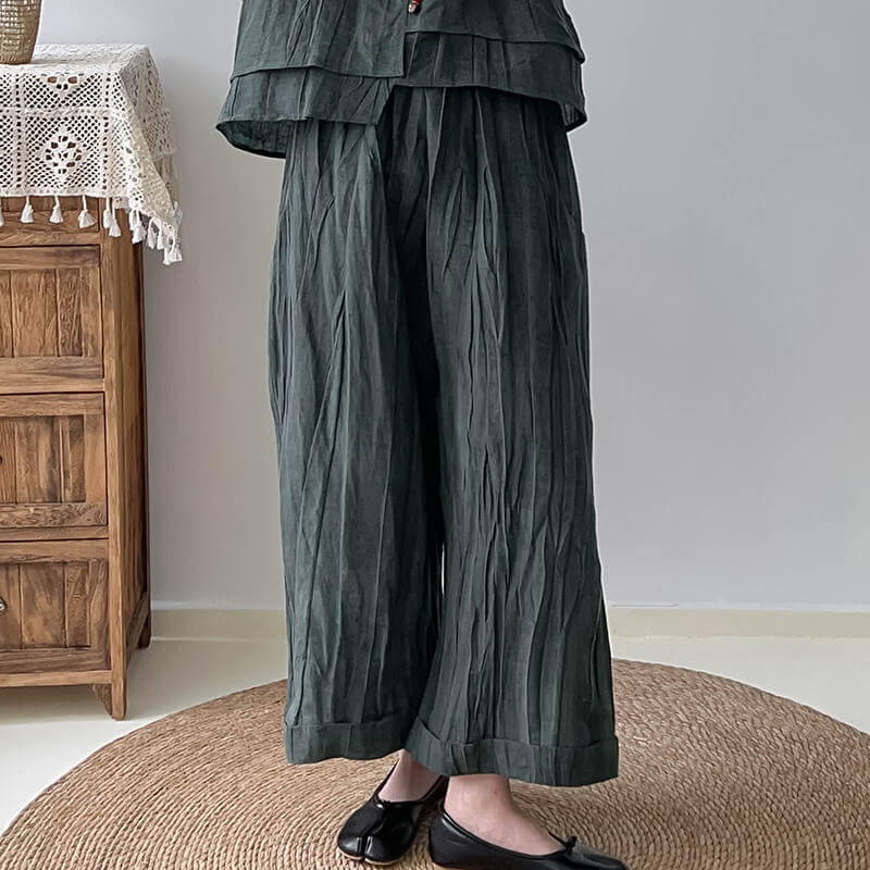 Minimalist Linen Straight Leg Pants Flax Office Ankle Pants in Blackish ...