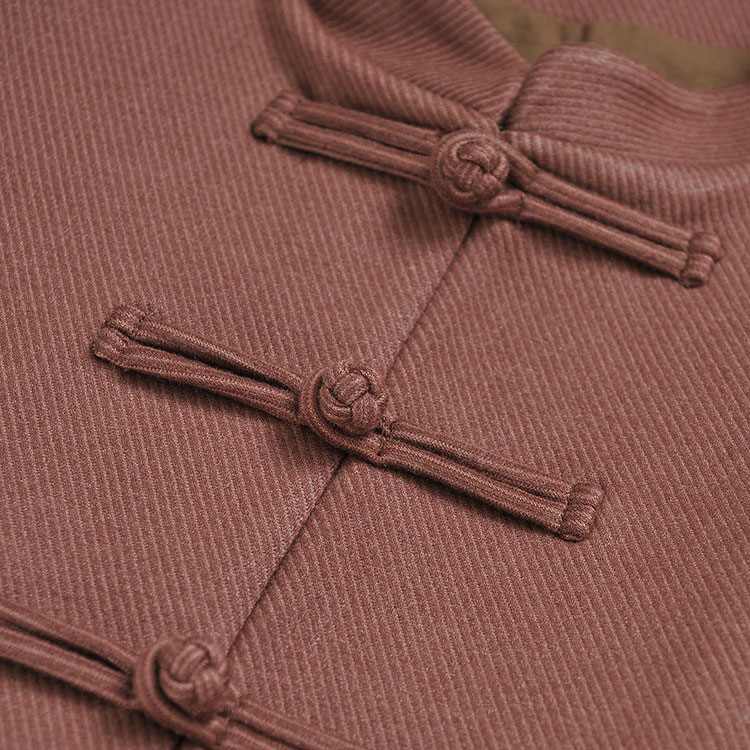 Stand Collar Frog Buttons Wool Waistcoat in Black Brick Red M L XL ...