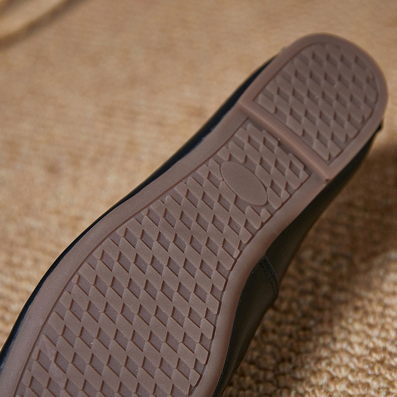 Square Toe Casual Leather Office Flats in Red Camel 35 36 37 38 39 40 ...