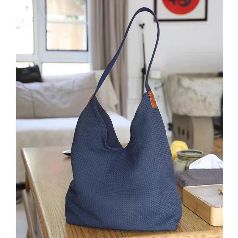 Different Fabric Patchwork Tote Bag Casual Flax Shoulder Bag for Woman ...