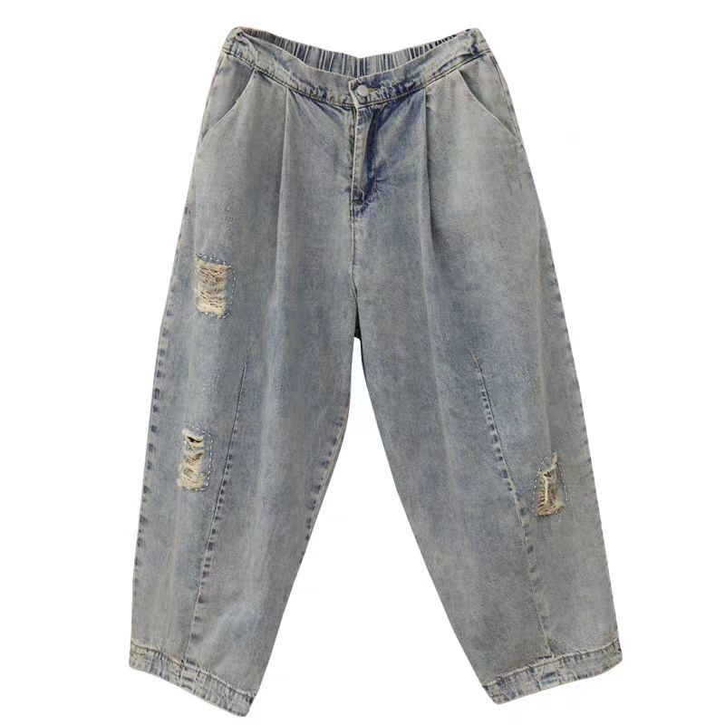 Light Wash High Rise Ripped Jeans for Women in Light Blue One Size ...