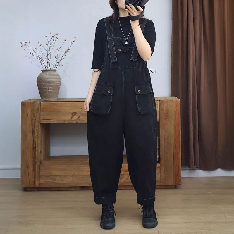 Casual Versatile Farm Overalls for Women in Camel Black Coral One Size ...